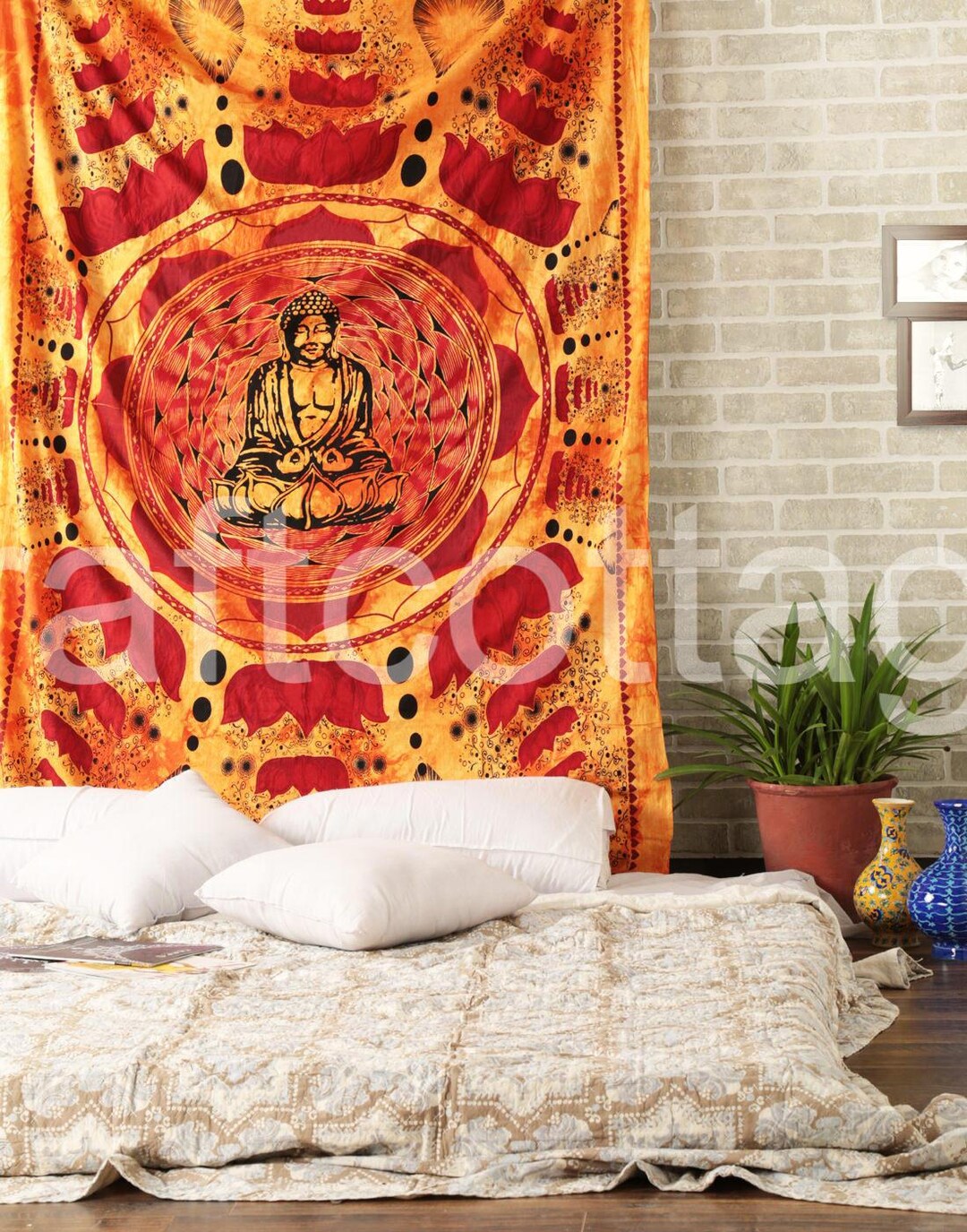 Boho Buddha Tapestry: Cotton Medallion Wall Hanging - 54x84/90x100 Inch ...