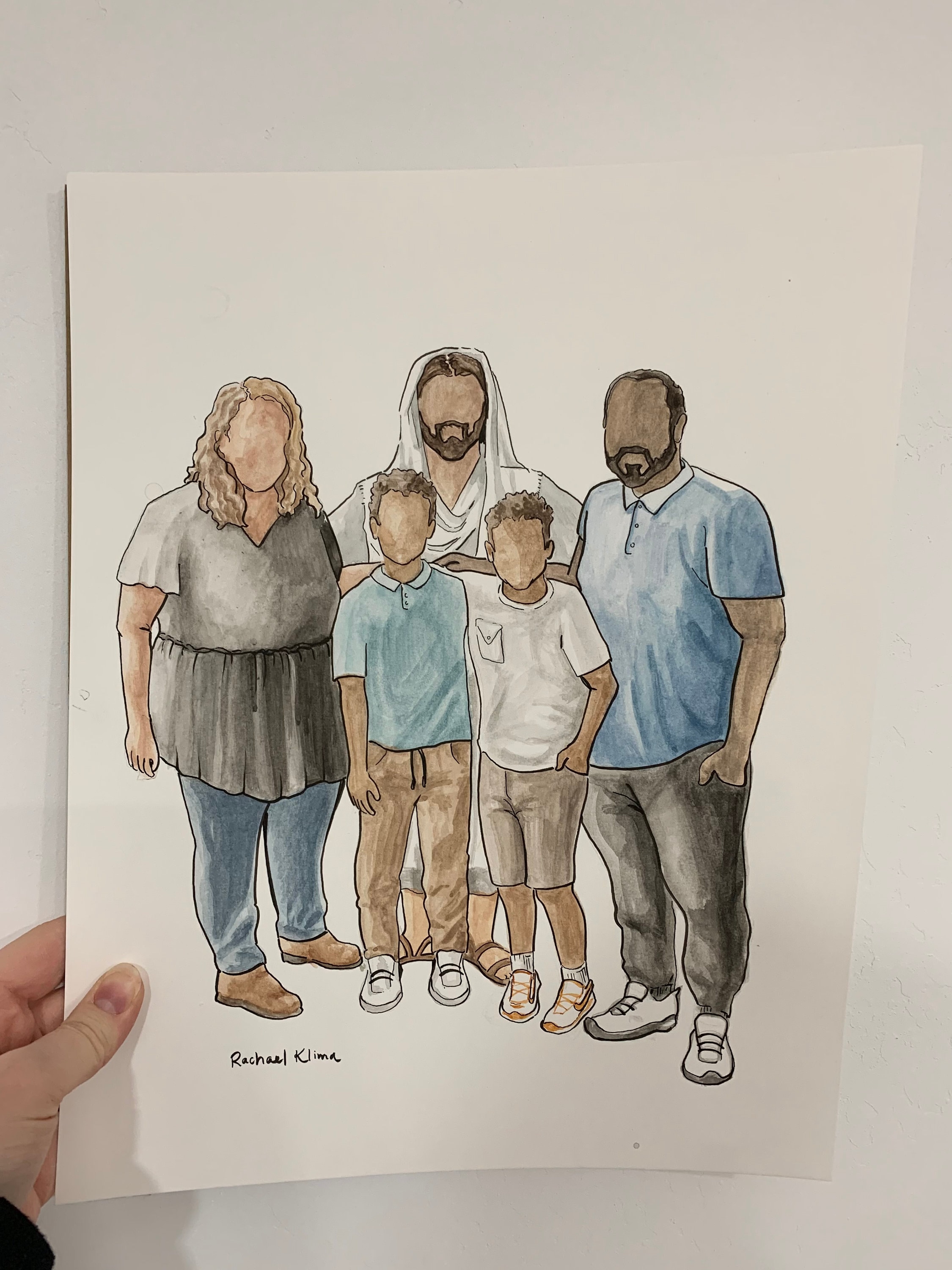 Faceless Watercolor Portraits | Custom Family Painting | Custom Wedding ...