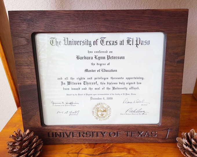 Handcrafted, Engraved Diploma Frame Personalized Frame for High School ...
