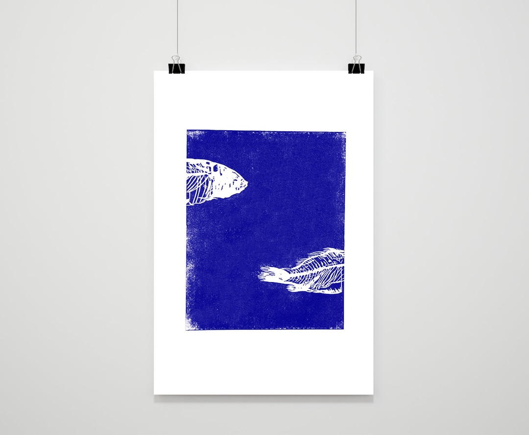 Fish Linoleum Print (limited Edition) - Etsy