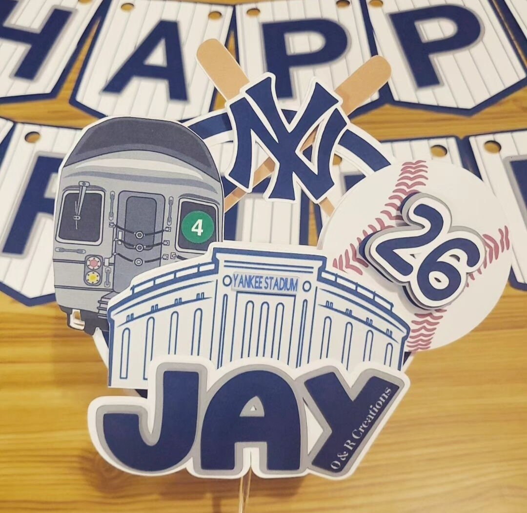Yankees Inspired Cake Topper, Baseball Cake Topper. Baseball ...