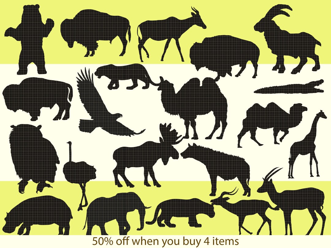 Wild Animal Silhouettes Clipart - Animal Silhouette Clip Art - Animal ...