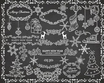 Christmas Chalkboard Clipart - Etsy