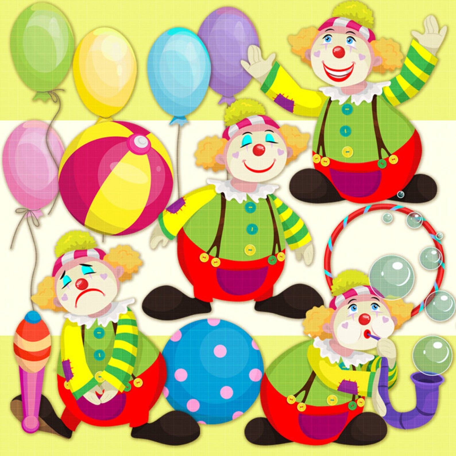 Clown Clipart, Circus Clipart, Printable Clip Arts for School Teacher ...