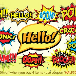 Superhero Clipart Comic Book Clip Art Comic Text Speech - Etsy