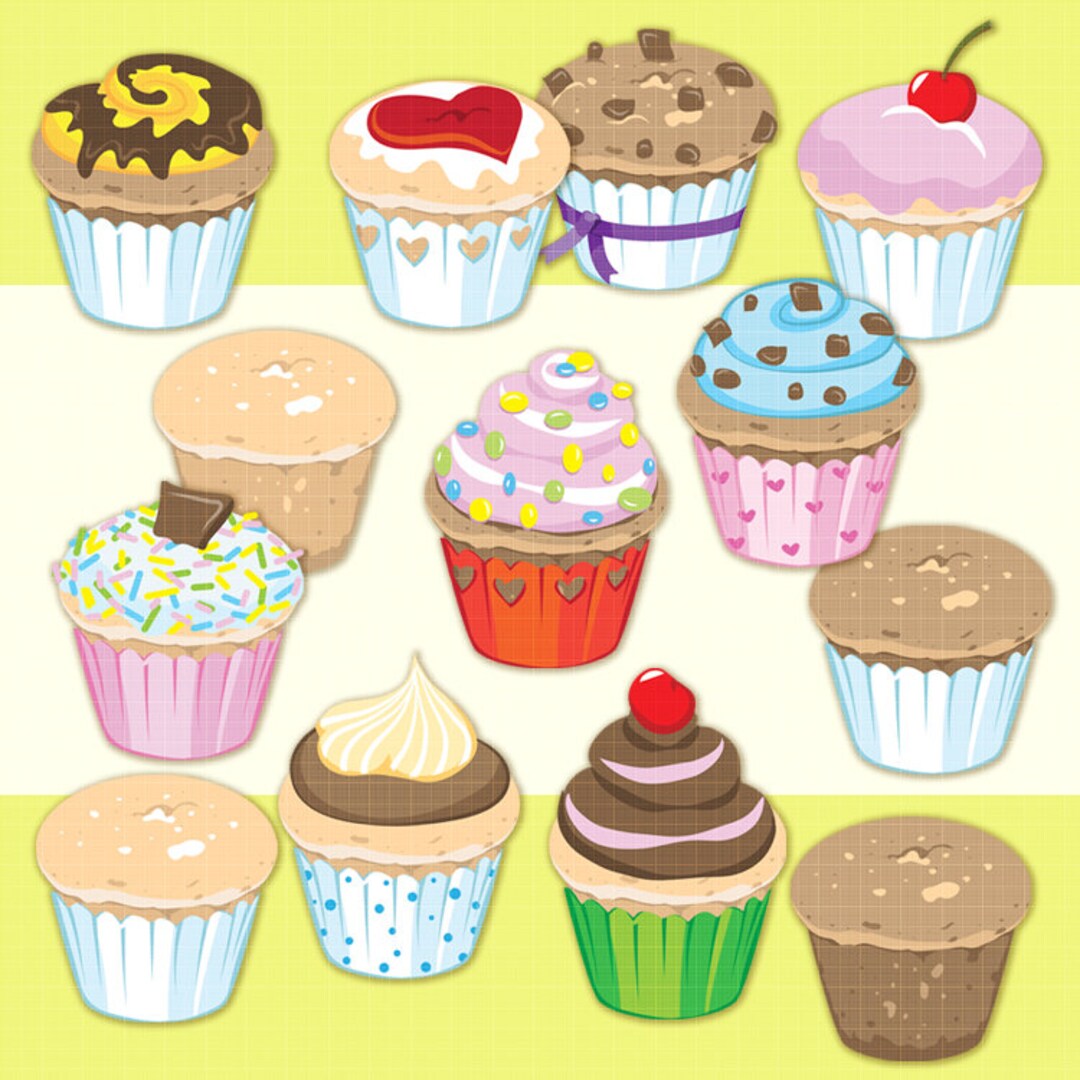 Cupcakes Clipart, Cupcake Digital Illustration, Sweets Dessert Clipart ...