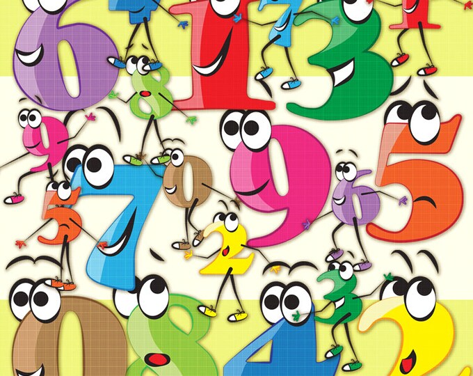 Funny Numbers Clipart, Numbers From 0 to 9, Funny Emoticon Number ...