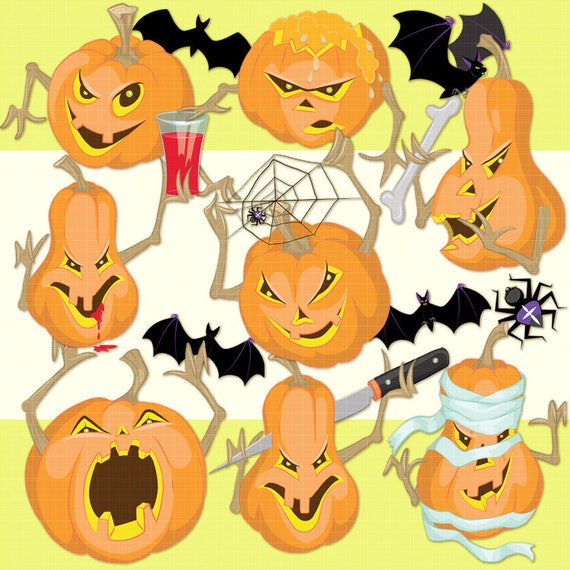 Halloween Pumpkins Clipart Jack Olantern Cliparts Pumpkin - Etsy