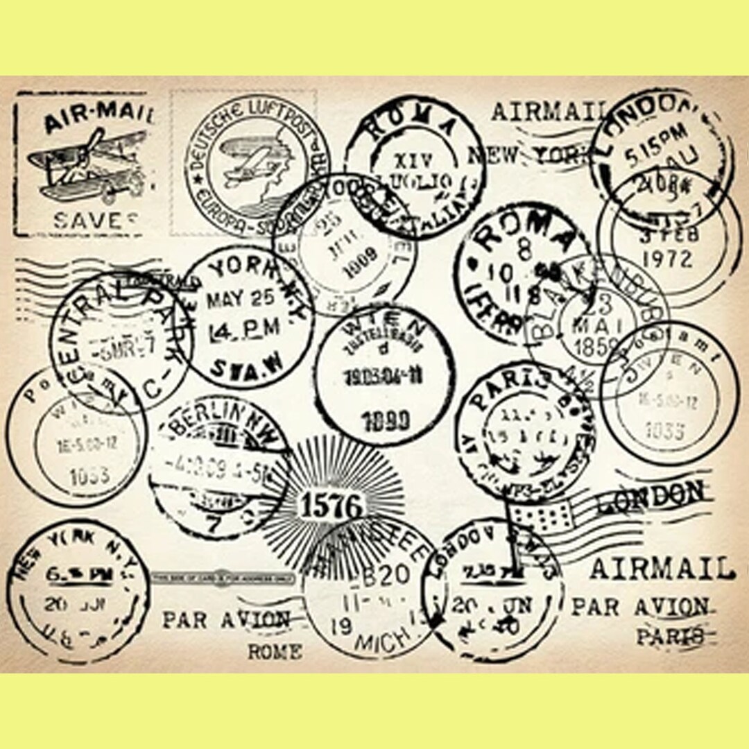 27 International PASSPORT STAMPS - Digital Printable Collage Sheet ...