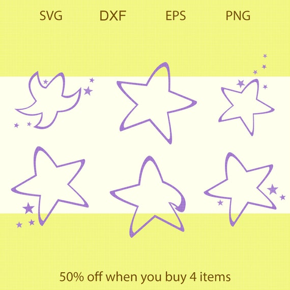 Stars Svg Cutting Files Stars and Sparkles Star Silhouette | Etsy