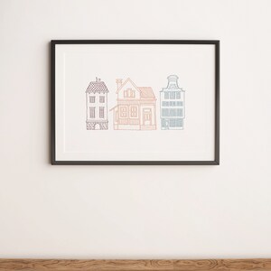 Houses Art Print | Printable Wall Art | Home Decor | House Prints ...