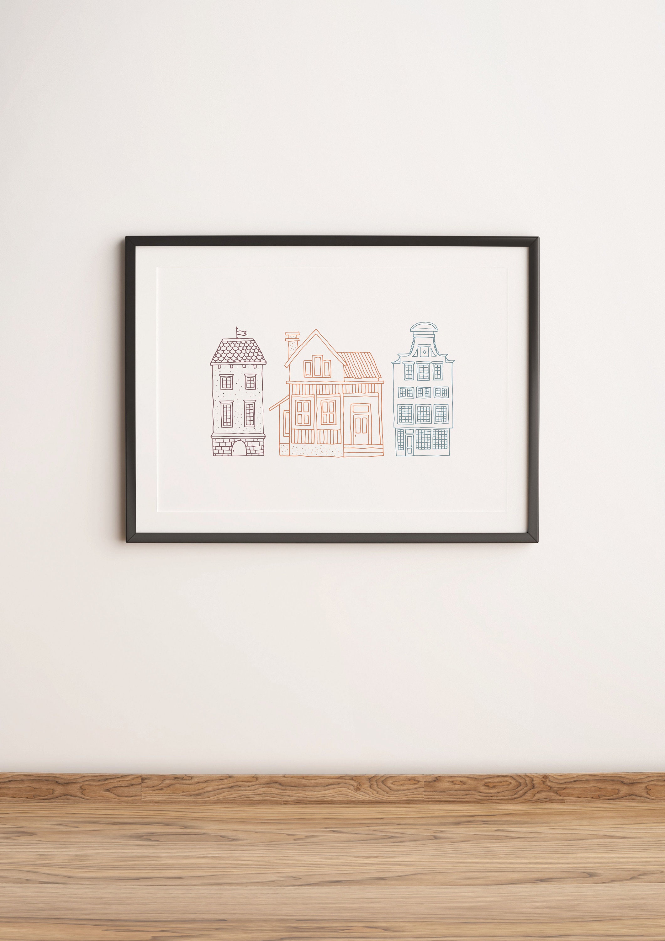 Houses Art Print | Printable Wall Art | Home Decor | House Prints ...