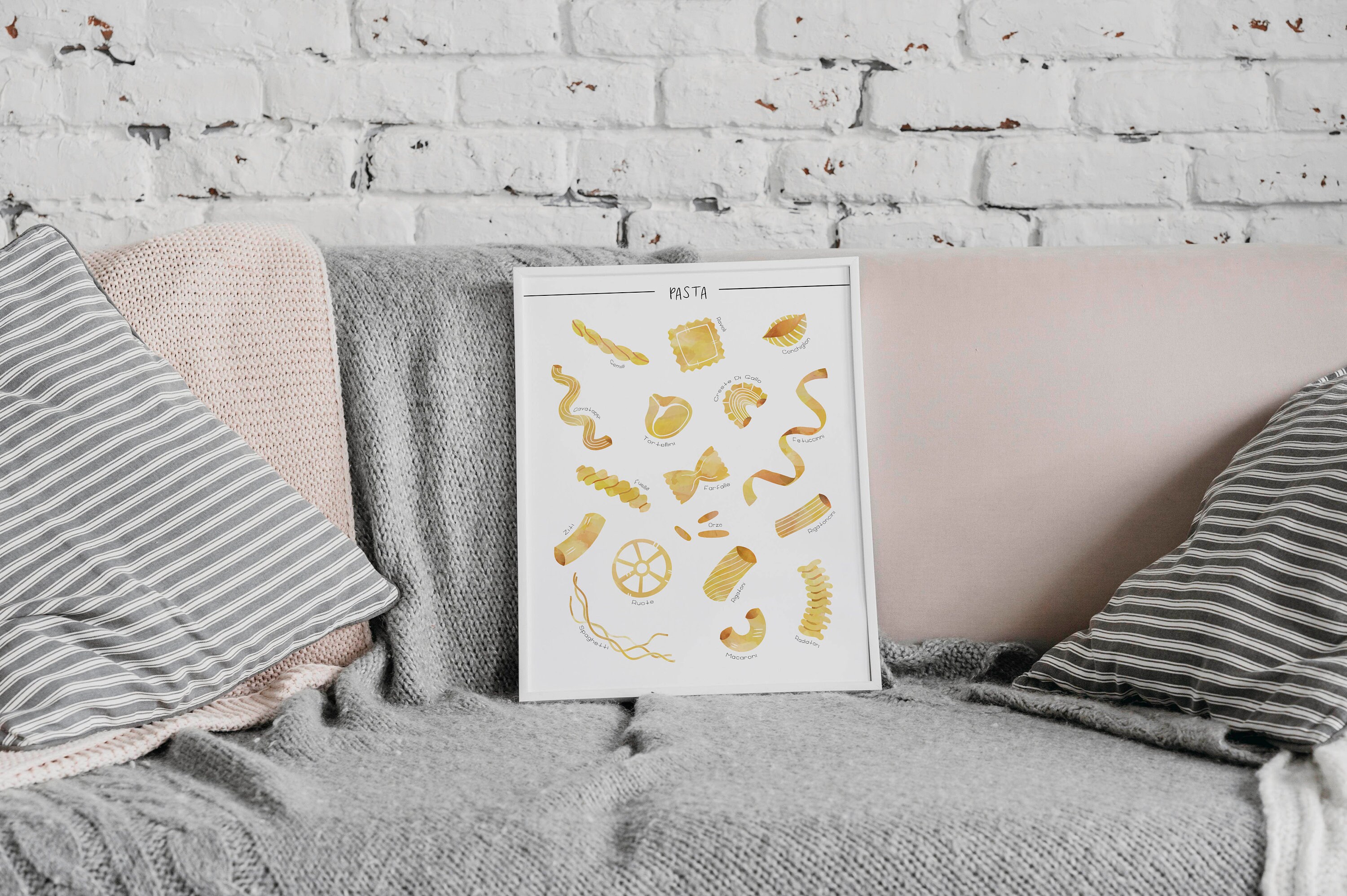 Pasta Poster | Printable Pasta Types Art | Kitchen Decor | Gift for ...