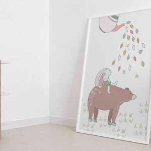 Rabbit and Bear Poster | Nursery Decor | Forest Animals Print | Instant ...