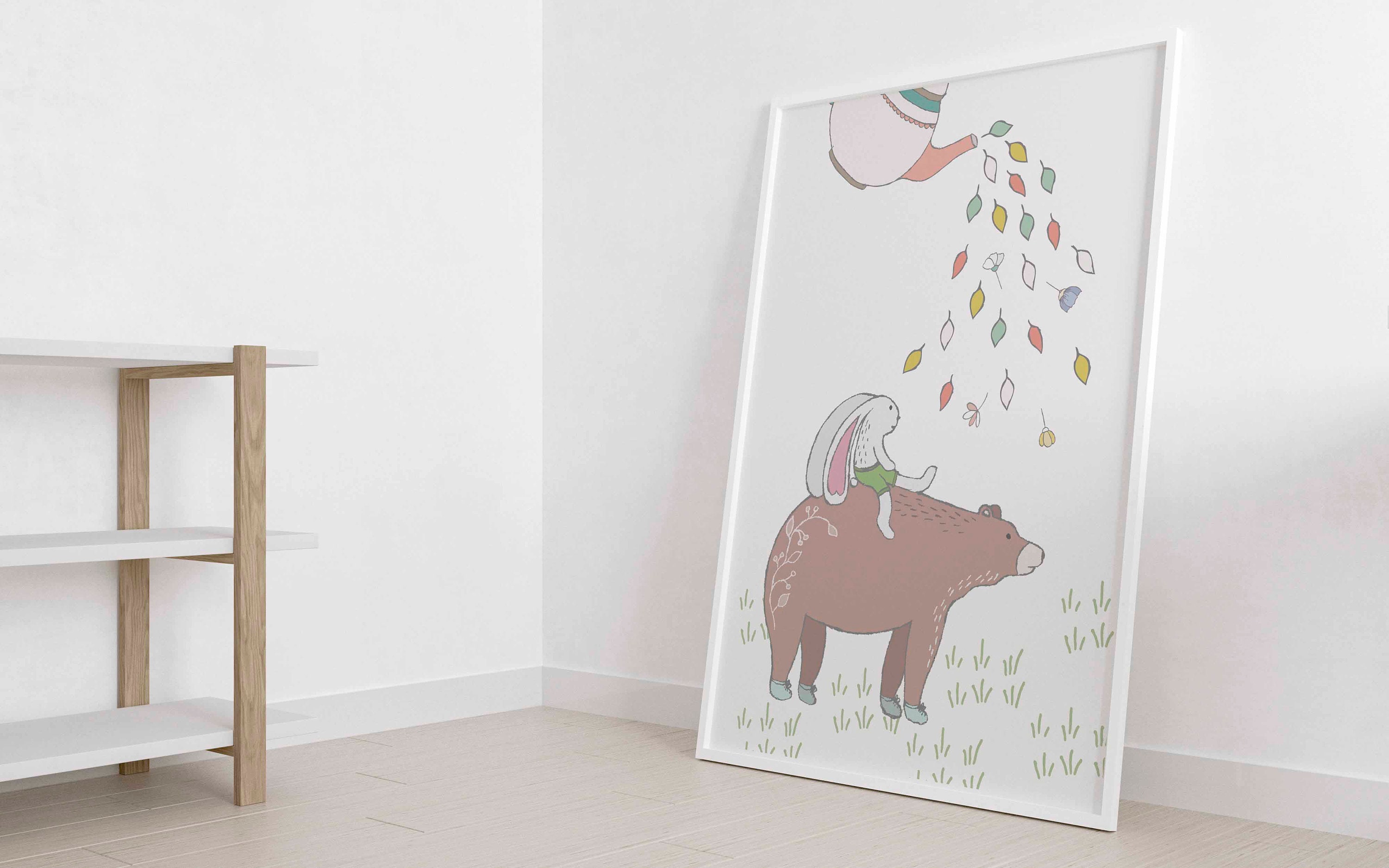 Rabbit and Bear Poster | Nursery Decor | Forest Animals Print | Instant ...