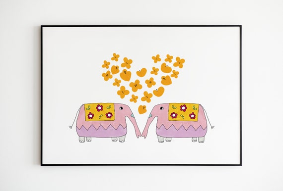 Pink Elephant Wall Art Nursery Decor Prints Kidsroom Wall | Etsy