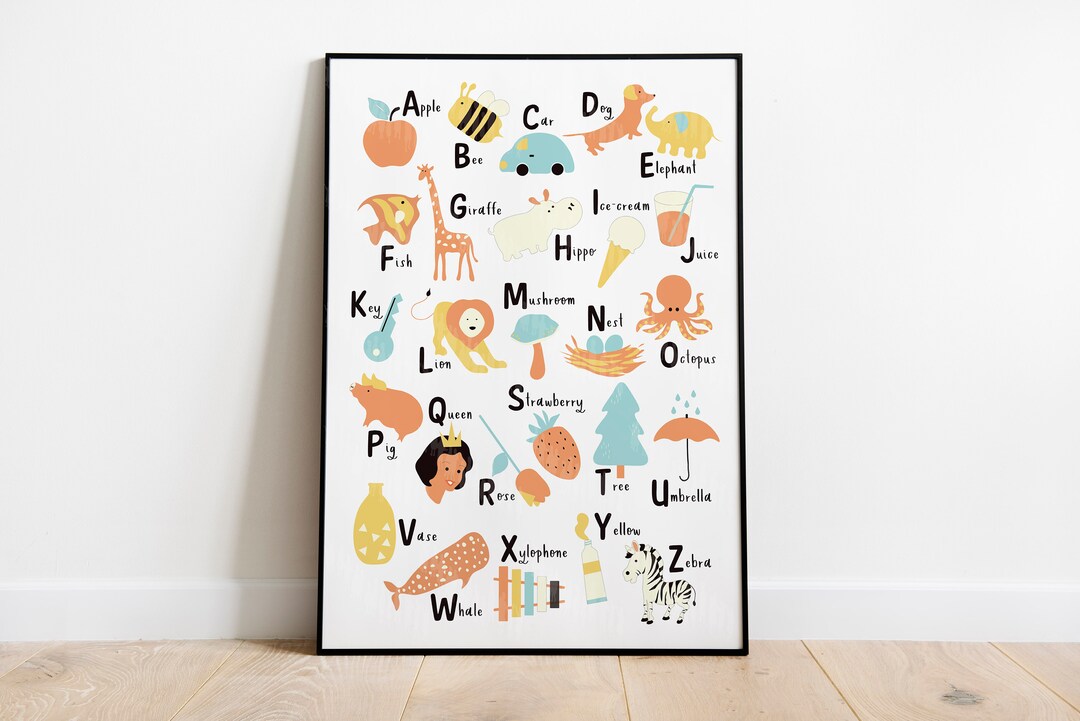 Alphabet Poster Printable Wall Art Alphabet Prints Kids Wall Art ABC ...
