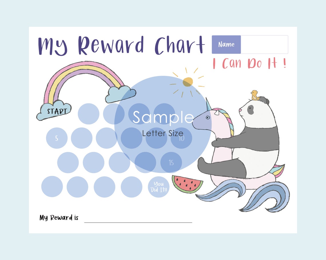 Panda Reward Chart Summer Sticker Chart 20 Circles Reward - Etsy