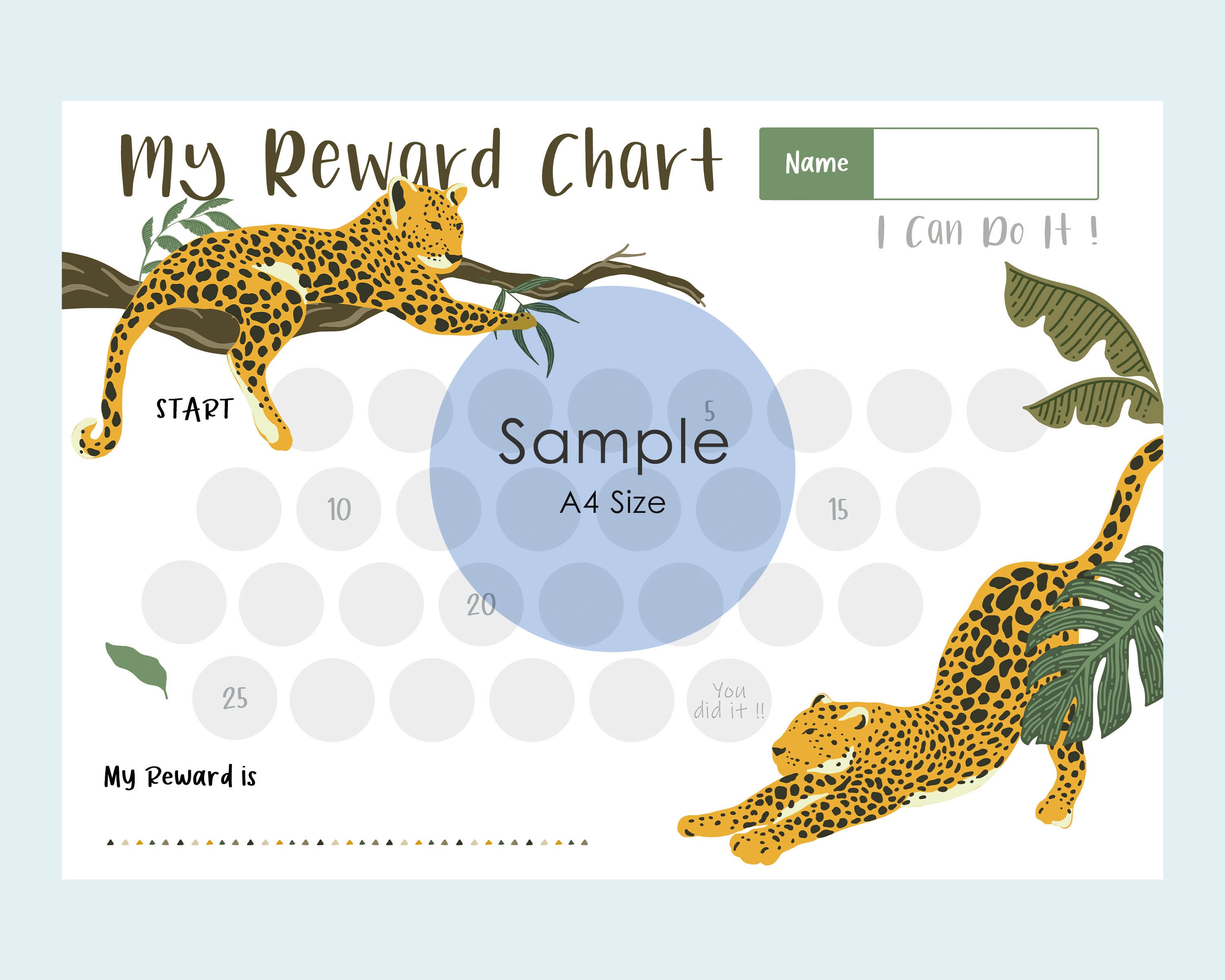 Leopard Reward Chart | Wild Animal Sticker Chart | 30 Circles Reward ...