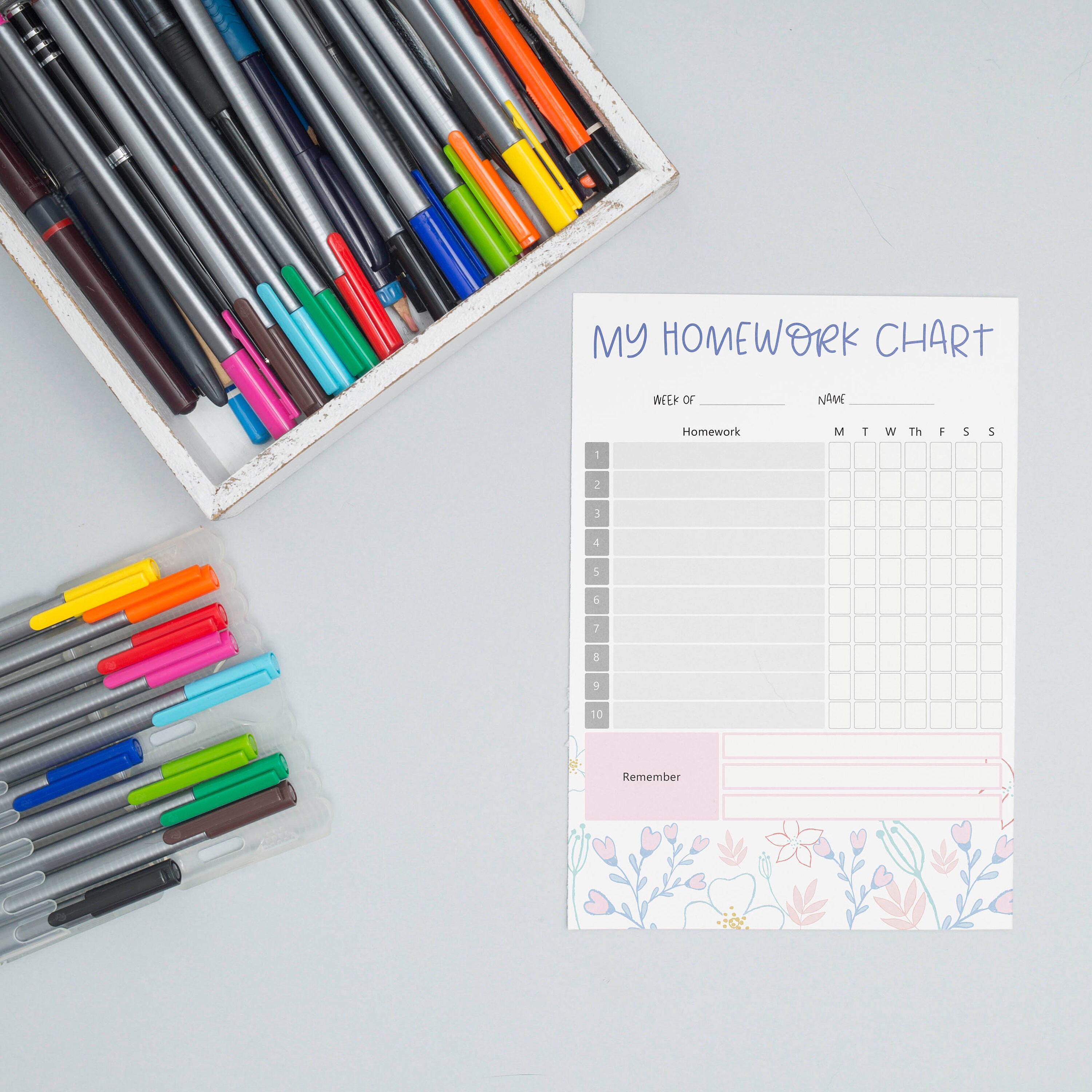 Homework Chart | Weekly Assignments Checklist Template | Printable ...