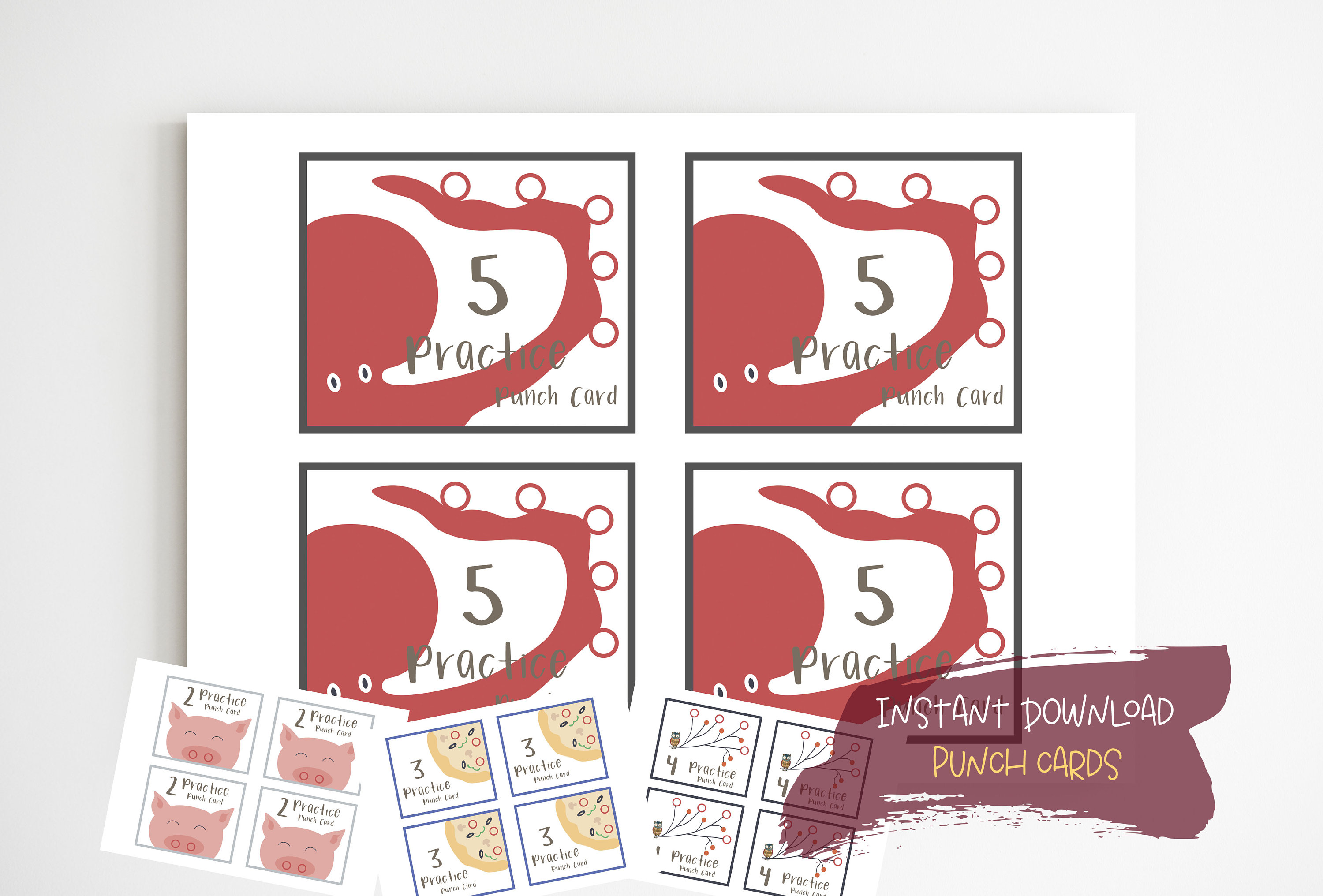 Practice Punch Cards | Music Instrument Practice Prints | Potty ...