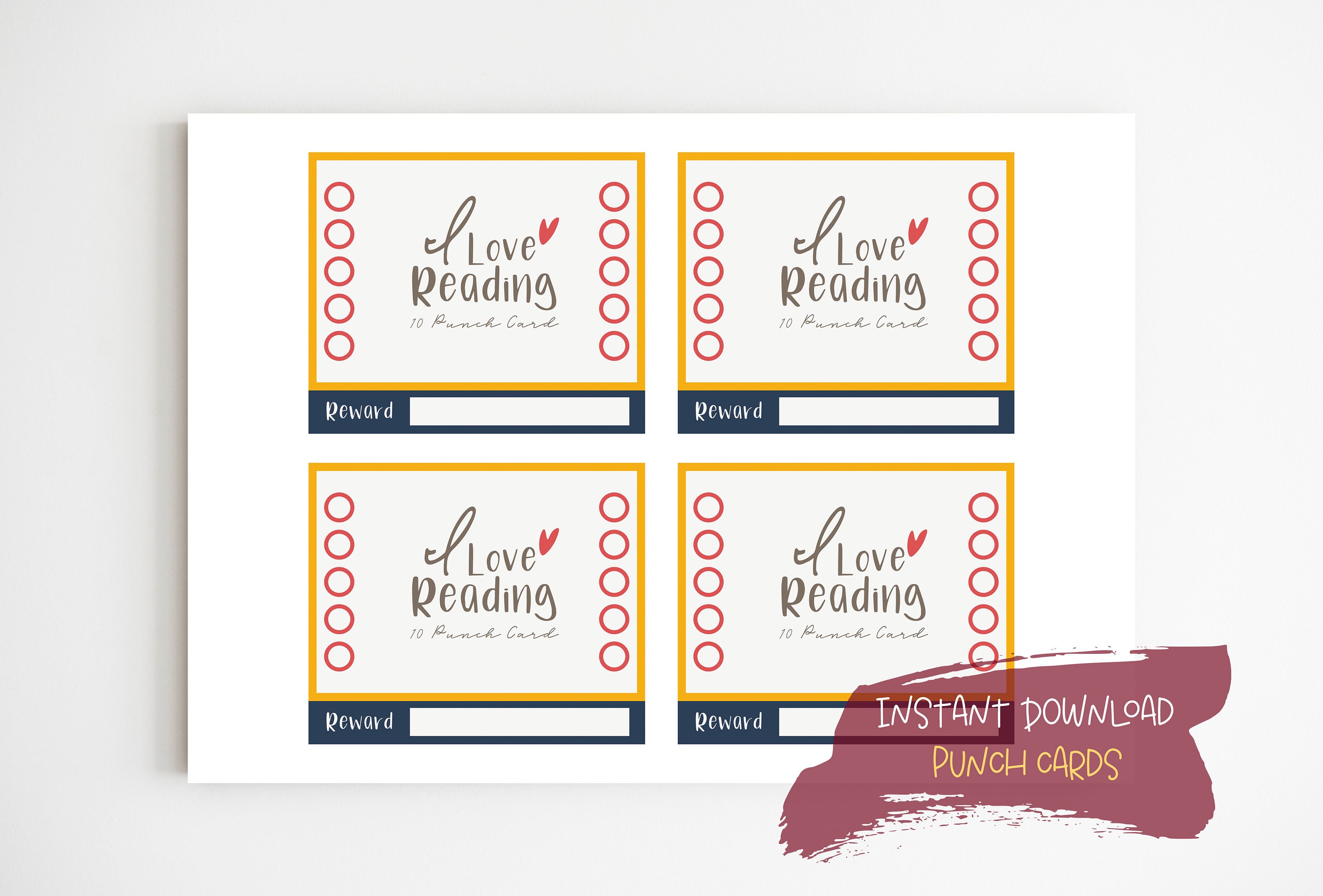 Reading Reward Punch Cards | Good Reading Habit Cards | Reward Chart ...