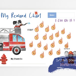 Firefighters Reward Chart for Kids | Printable Reward Chart | Toddler ...