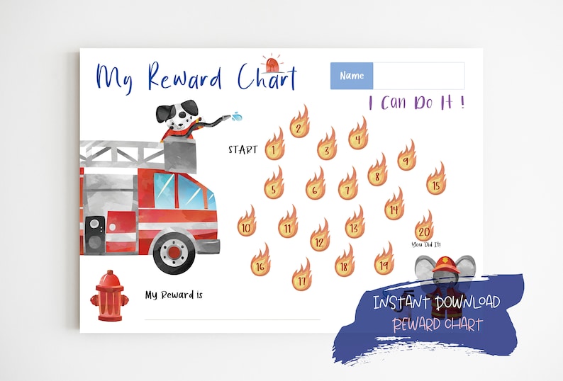 Firefighters Reward Chart for Kids | Printable Reward Chart | Toddler ...