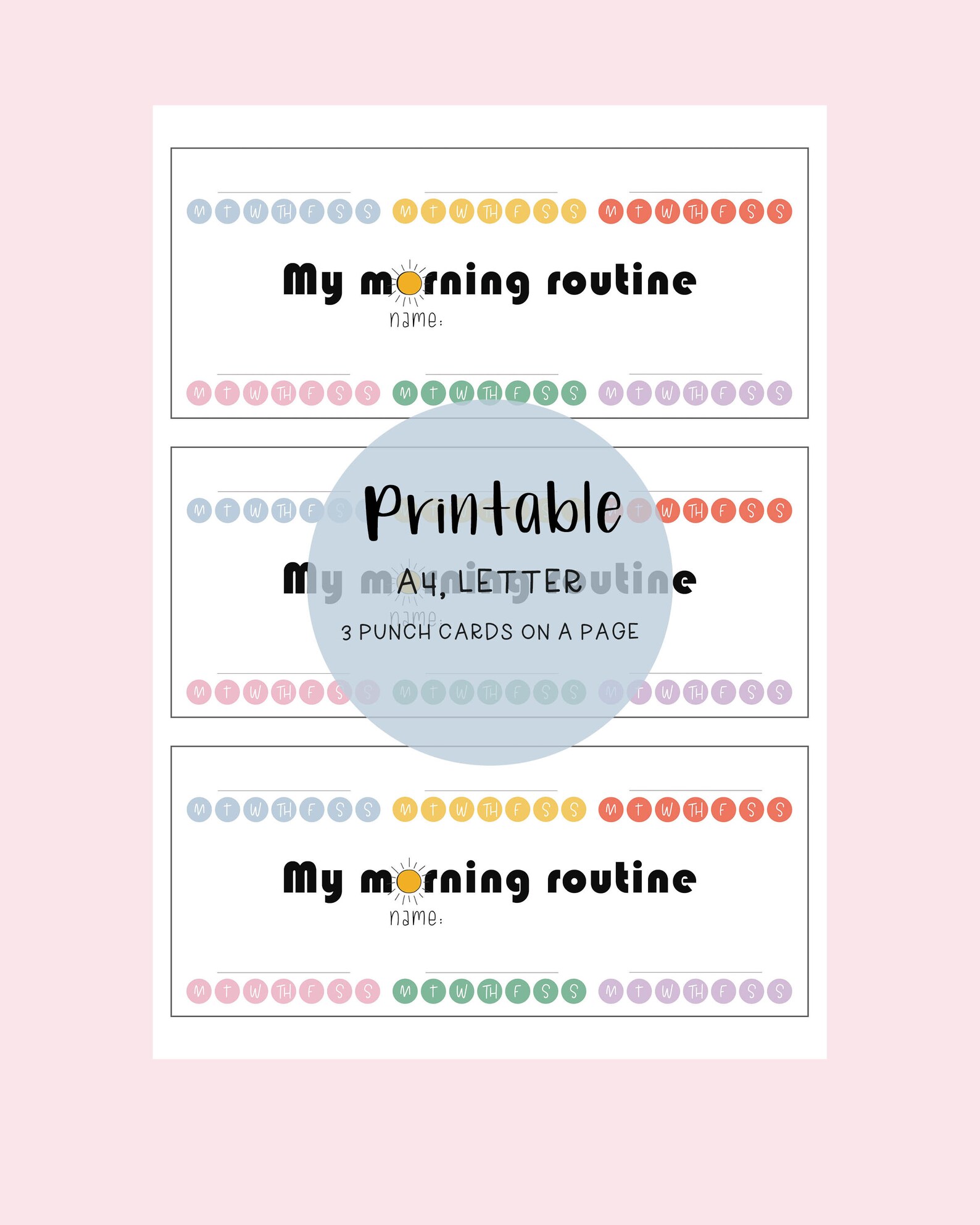 My Morning and Evening Routine Punch Cards | Printable Daily Chores ...