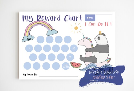 Panda Reward Chart Summer Sticker Chart 20 Circles Reward | Etsy