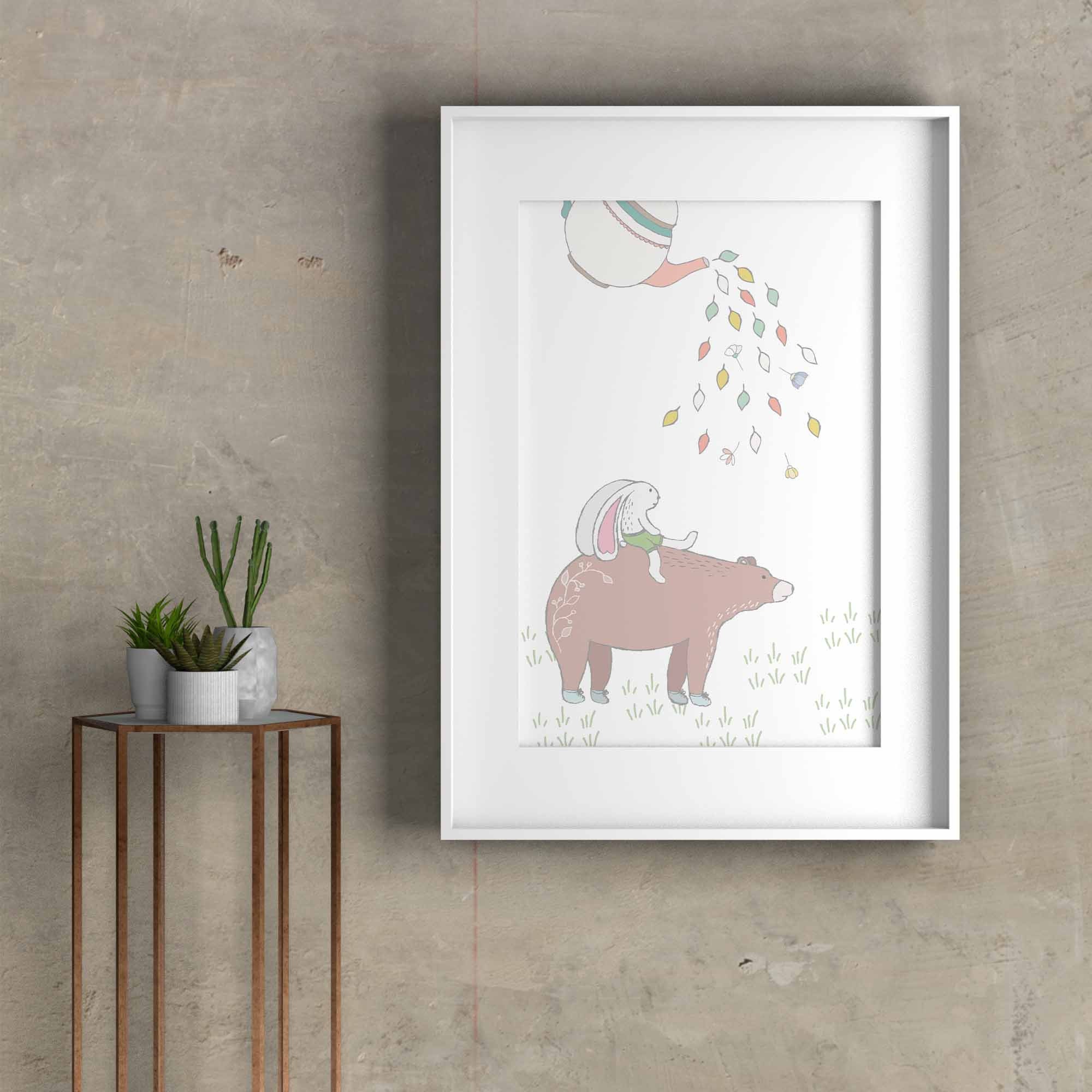 Rabbit and Bear Poster | Nursery Decor | Forest Animals Print | Instant ...