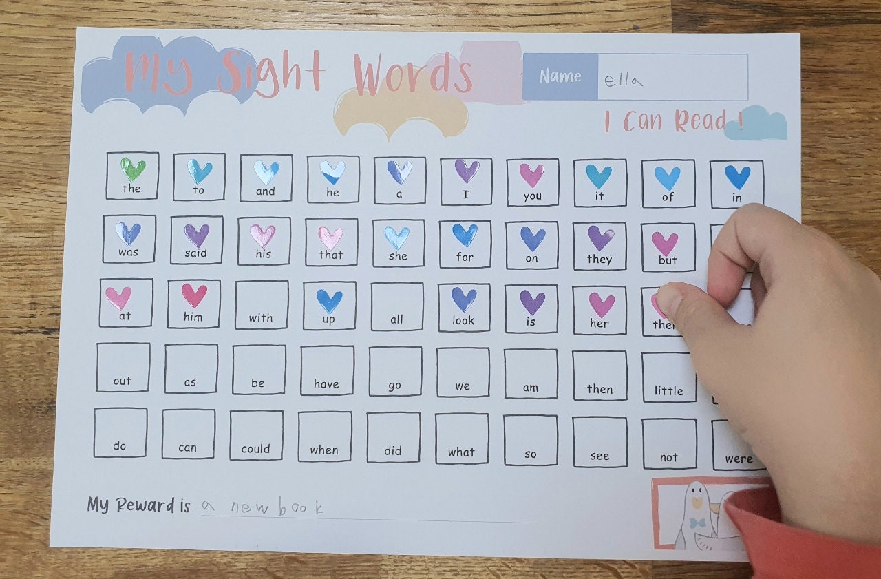 Sight Words Printable | Dolch Word List 220 | Reward Chart | Sticker ...