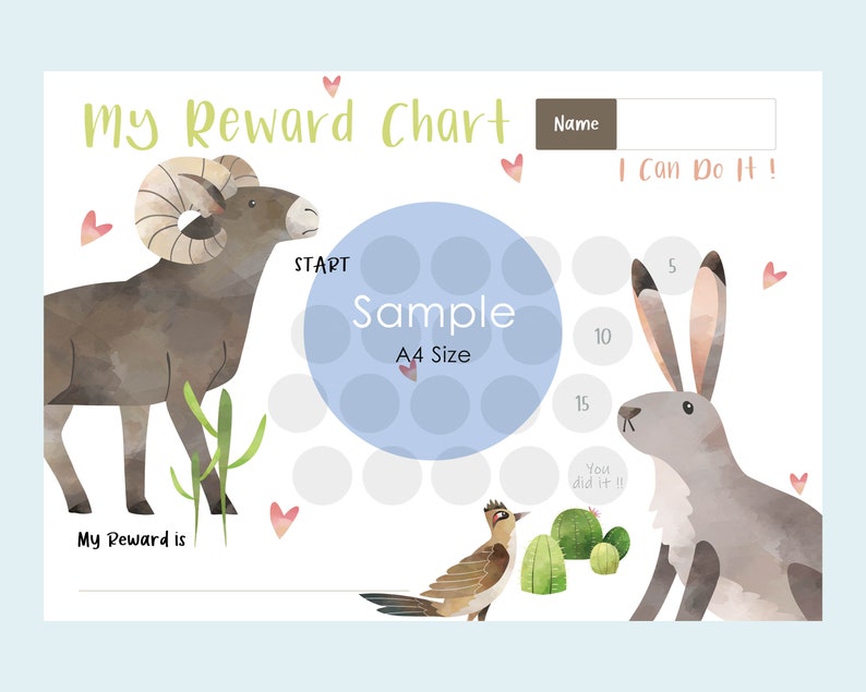 Reward Chart Printable | 20 Circles Sticker Chart | Desert Animal_big ...