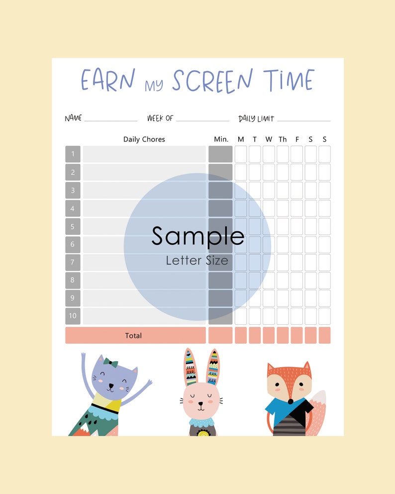 Printable Reward Chart Earn Screen Time Chart for Kids Chart for Girl ...
