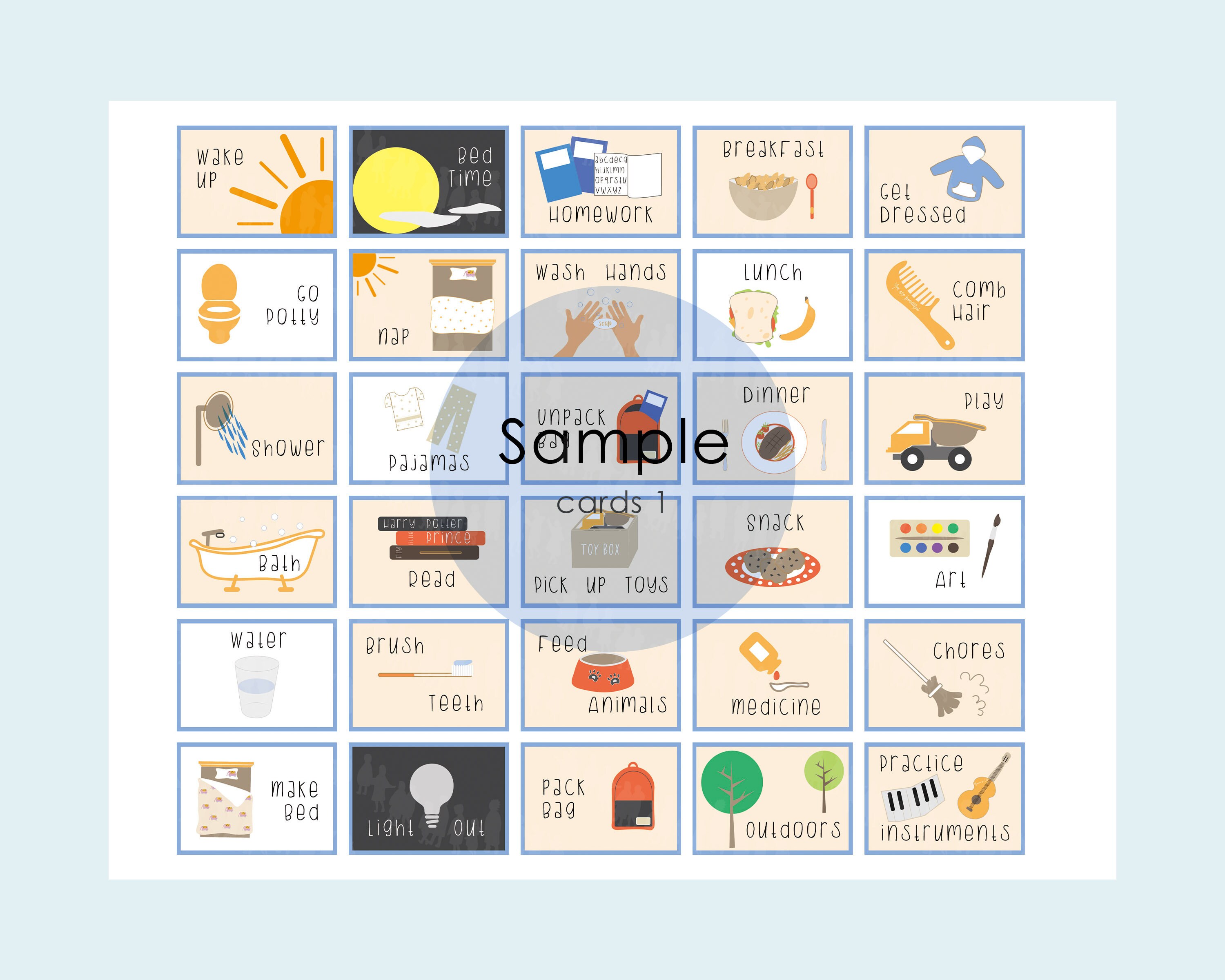 Daily Responsibilities Chart for KIDS | Visual Chore Chart | Printable ...