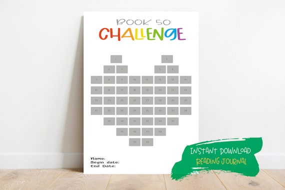 Printable Reading Challenge for Kids 50 Book Challenge - Etsy
