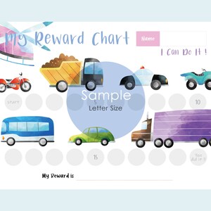 Transportation Reward Chart Car Sticker Chart Printable Reward Chart ...