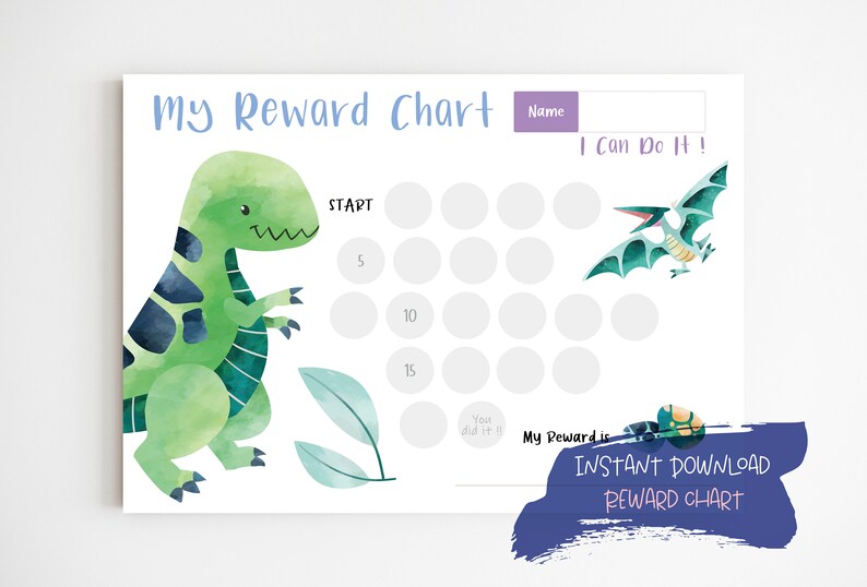 T-rex Reward Chart | Dinosaur Sticker Chart | Chart for Boy | Potty ...
