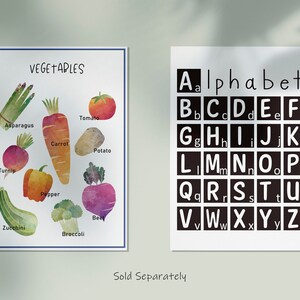 Vegetables Poster Nursery Decor Educational Wall Art Kids Room Decor ...