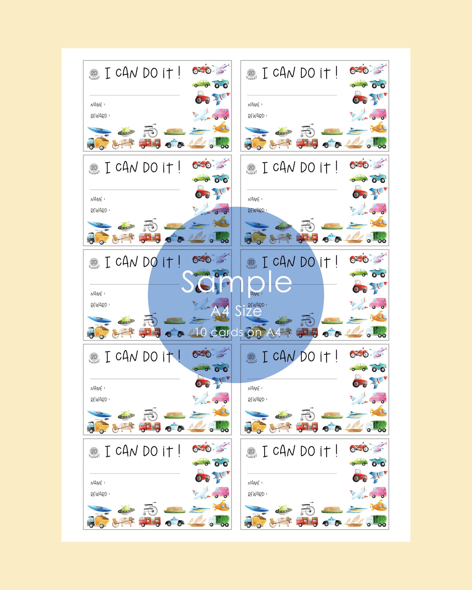 20 Punch Reward Card Pirntable | Reward Card for Kids | Good Behavior ...