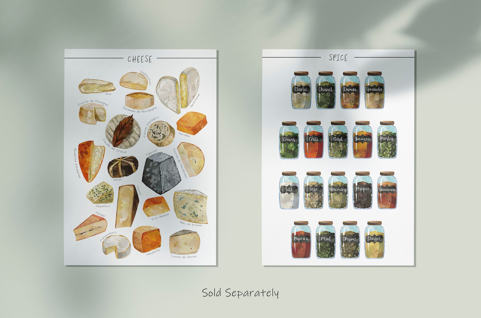 Cheese Poster Kitchen Poster Wall Art Printable Cheese Art | Etsy