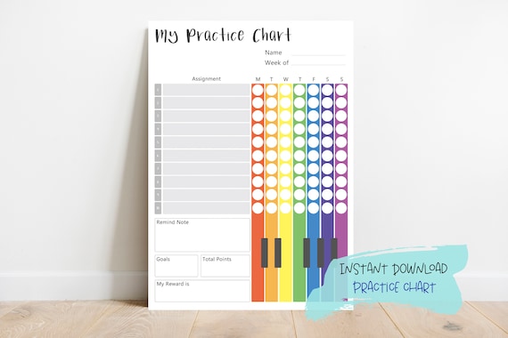 Weekly Piano Practice Reward Chart for Kids Reward Chart for | Etsy