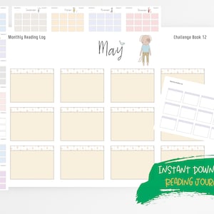 Monthly Reading Log | Printable Book 12 Challenge | Kids Reading ...