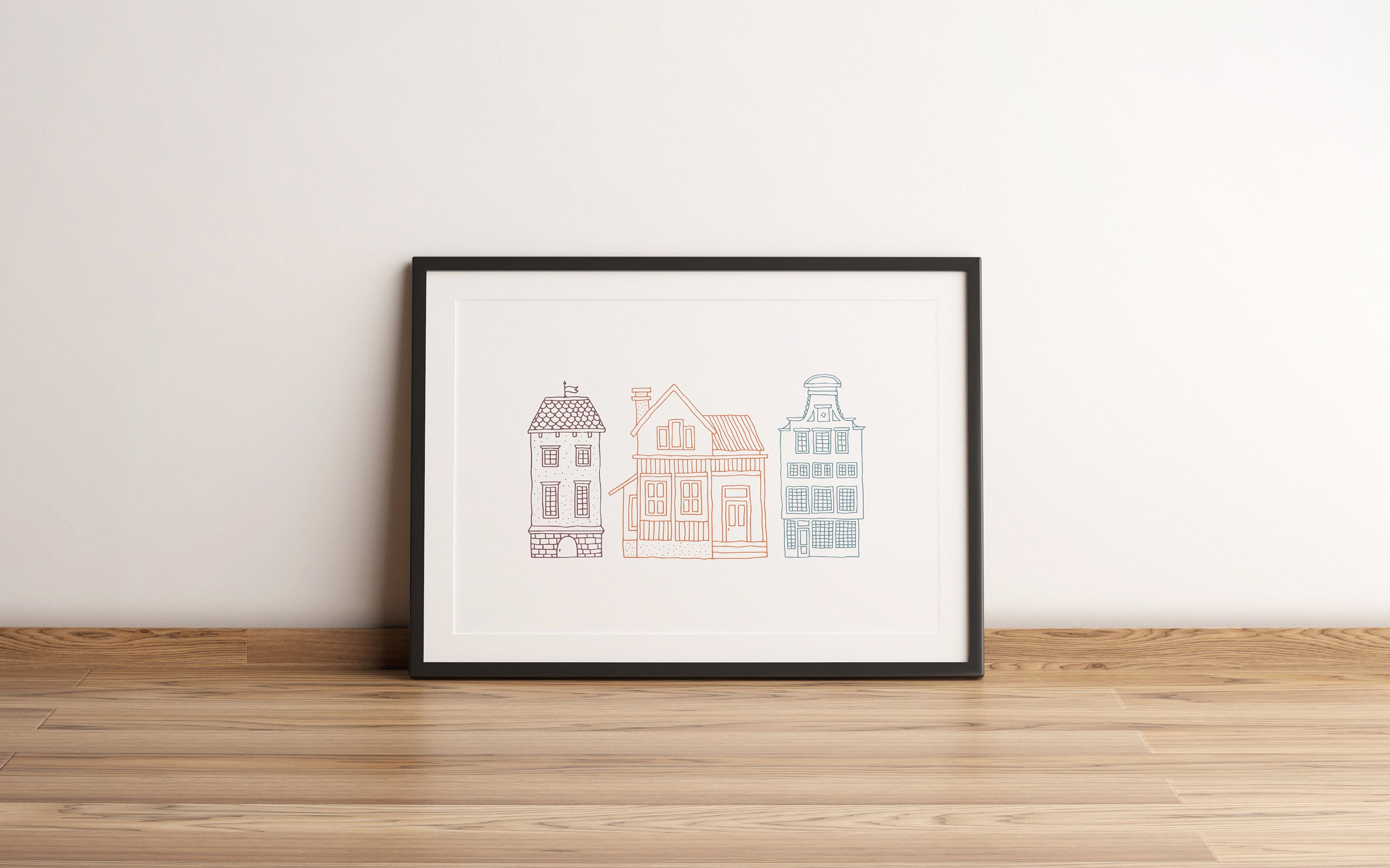 Houses Art Print | Printable Wall Art | Home Decor | House Prints ...