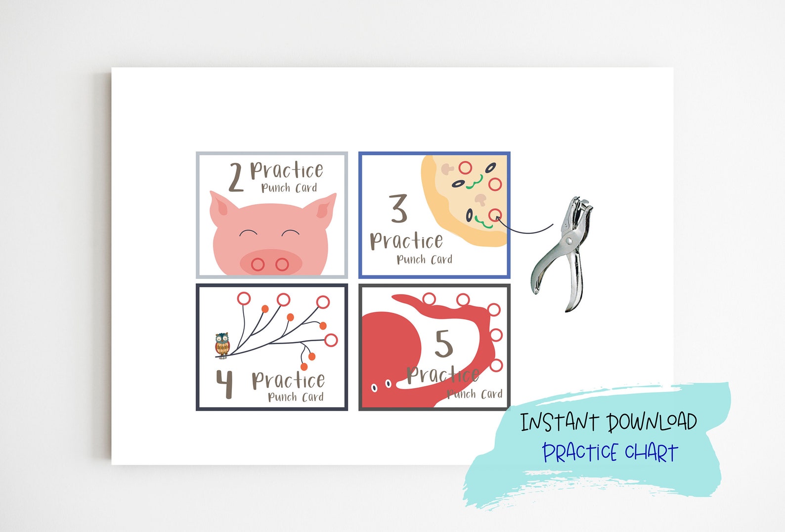 Practice Punch Cards Music Instrument Practice Prints | Etsy