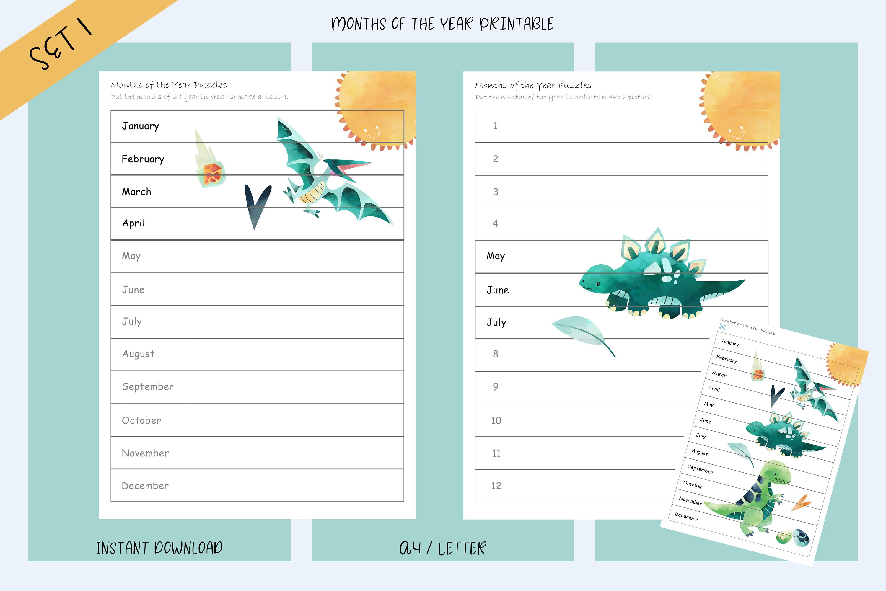 Months of the Year Puzzles Printable Preschool Activities Months ...