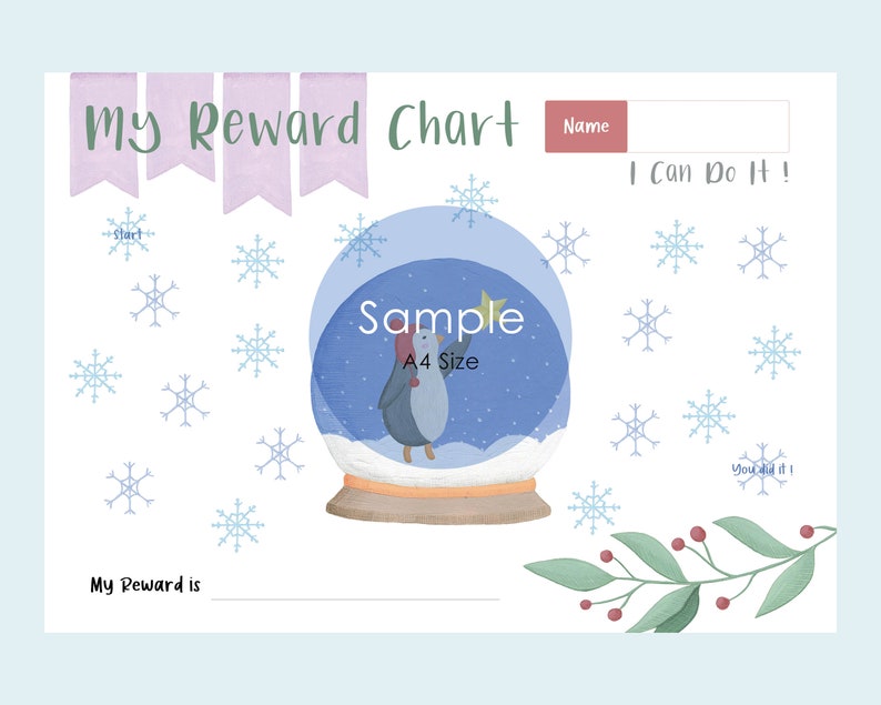 Snowball Reward Chart 20 Snowflakes Printable Sticker Chart Reward ...