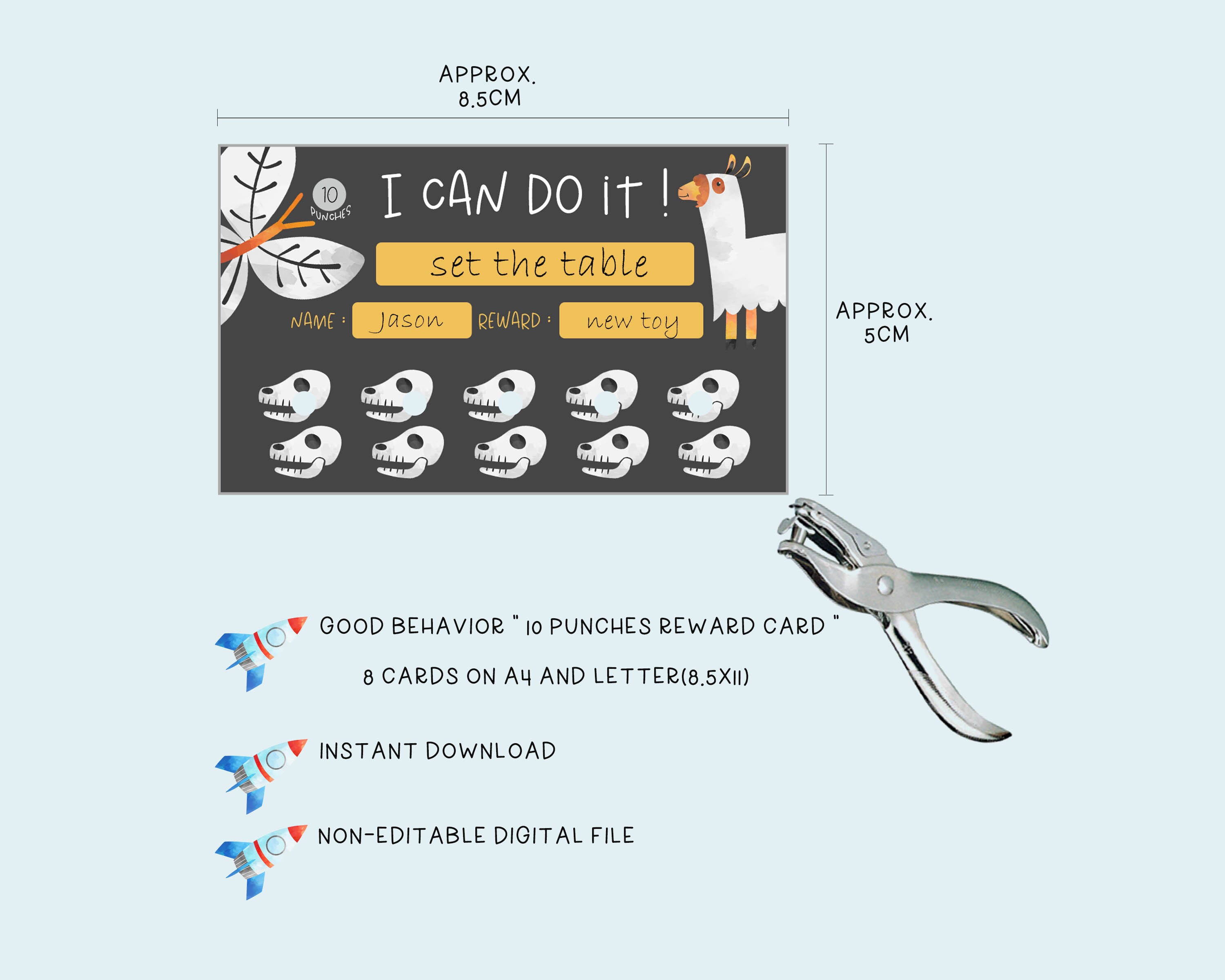 Reward Punch Card Halloween Printable 10 Punches Chores Chart October ...
