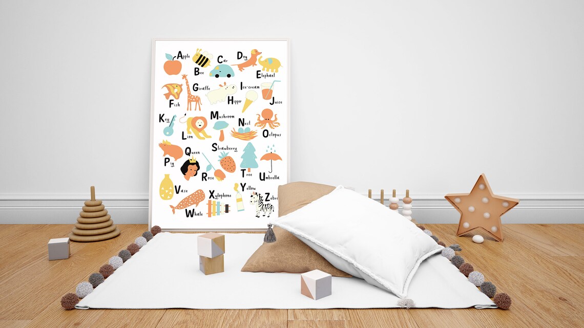 Alphabet Poster | Printable Wall Art | Alphabet Prints | Kids Wall Art ...