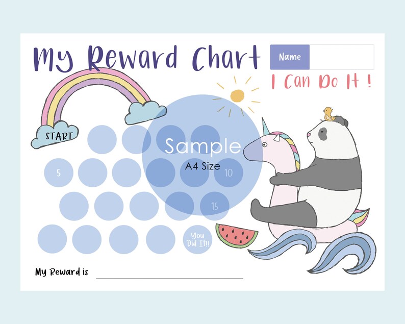 Panda Reward Chart Summer Sticker Chart 20 Circles Reward - Etsy Singapore